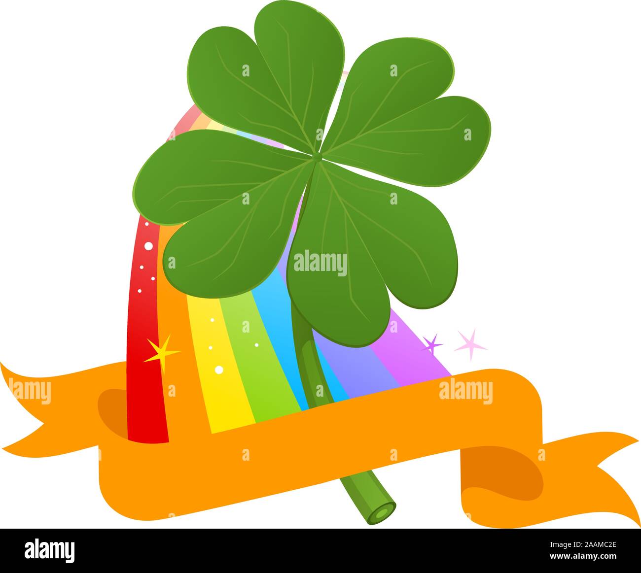 Four Leafs Clover in Multi colored Rainbow pattern banner vector ...