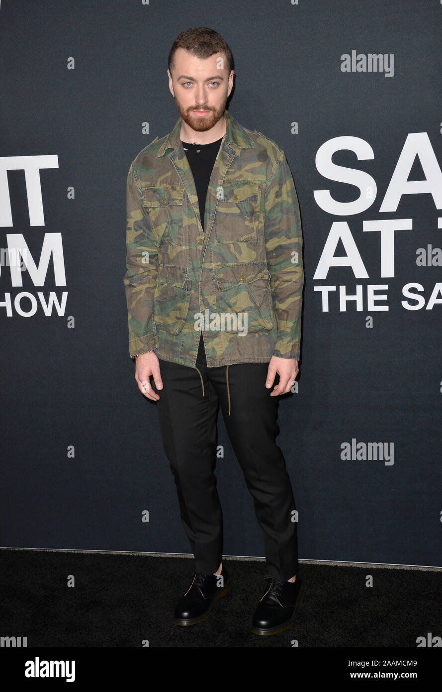 LOS ANGELES, CA - FEBRUARY 10, 2016: Singer Sam Smith arriving at the ...