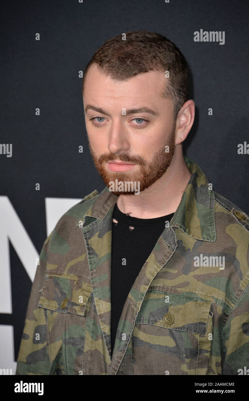 LOS ANGELES, CA - FEBRUARY 10, 2016: Singer Sam Smith arriving at the ...