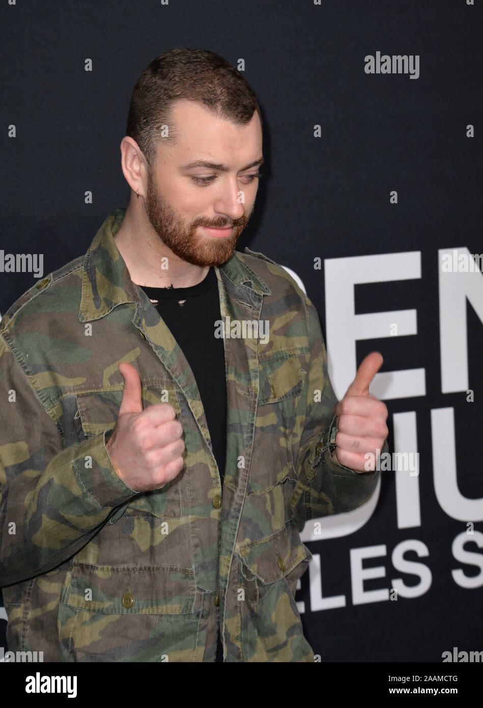 LOS ANGELES, CA - FEBRUARY 10, 2016: Singer Sam Smith arriving at the ...