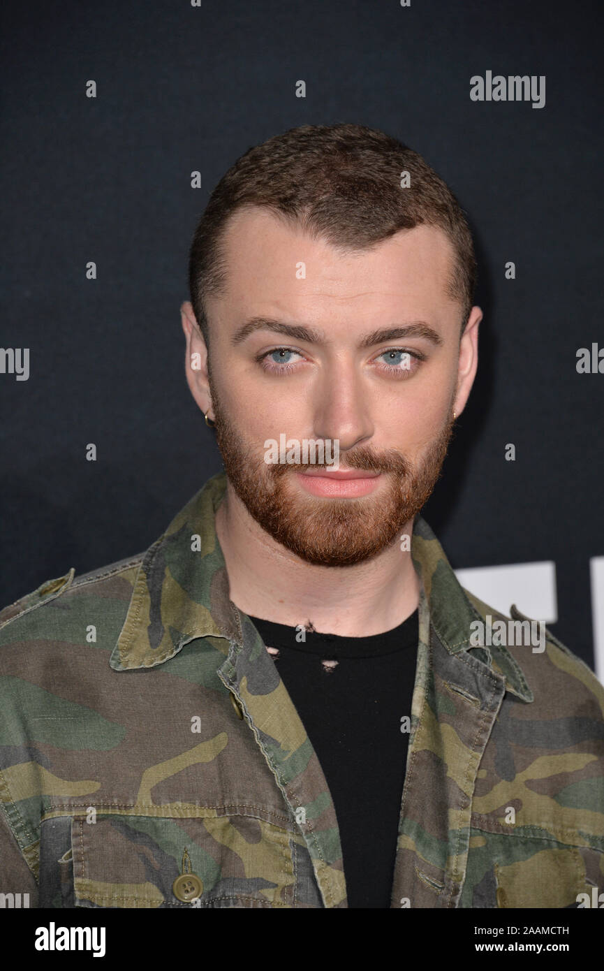 LOS ANGELES, CA - FEBRUARY 10, 2016: Singer Sam Smith arriving at the ...