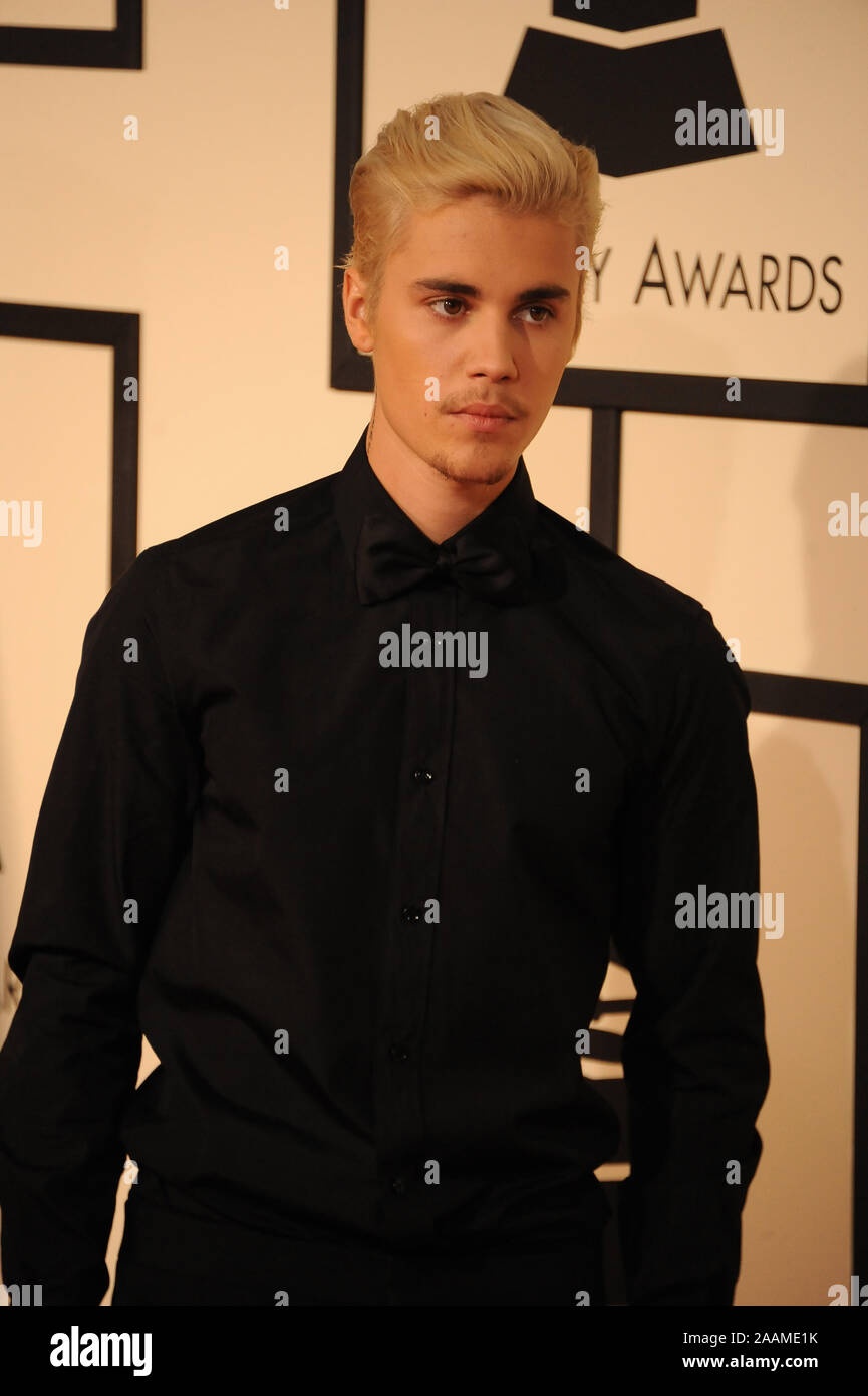 LOS ANGELES, CA. February 15, 2016: Justin Bieber at the 58th Annual ...