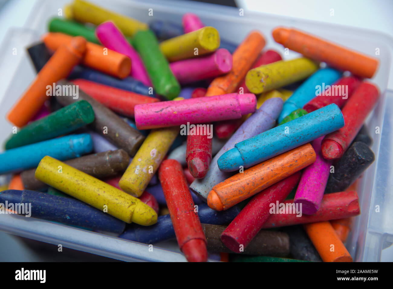 Crayons on the table. Montessori wood color gamut . crayon and paper ...
