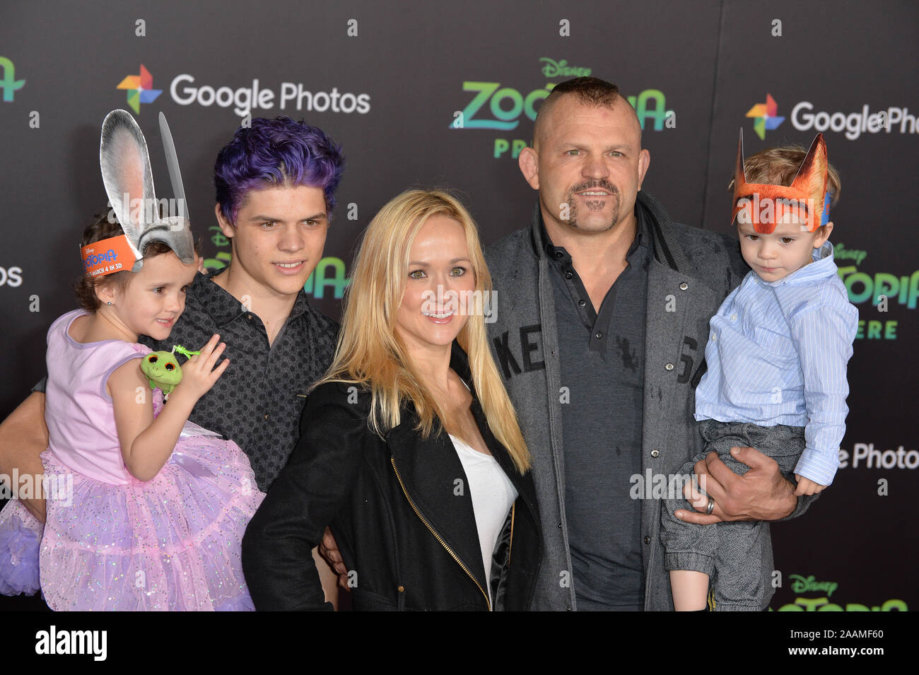 LOS ANGELES, CA - FEBRUARY 17, 2016: Chuck Liddell & family at the ...