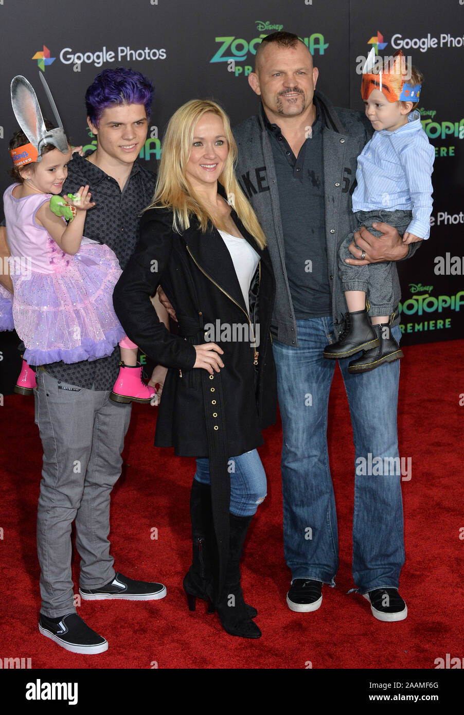 LOS ANGELES, CA - FEBRUARY 17, 2016: Chuck Liddell & family at the ...