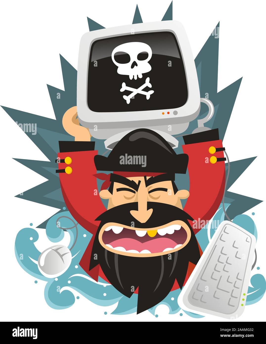 Illustration cartoon computer pirate hacker hi-res stock photography ...