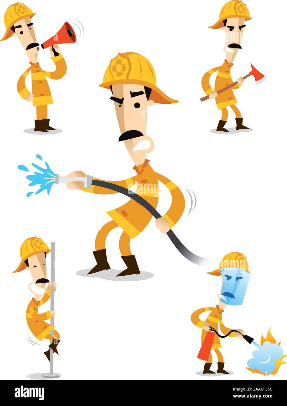 Firefighter Fire Hose Fireman Uniform Flame, vector illustration ...