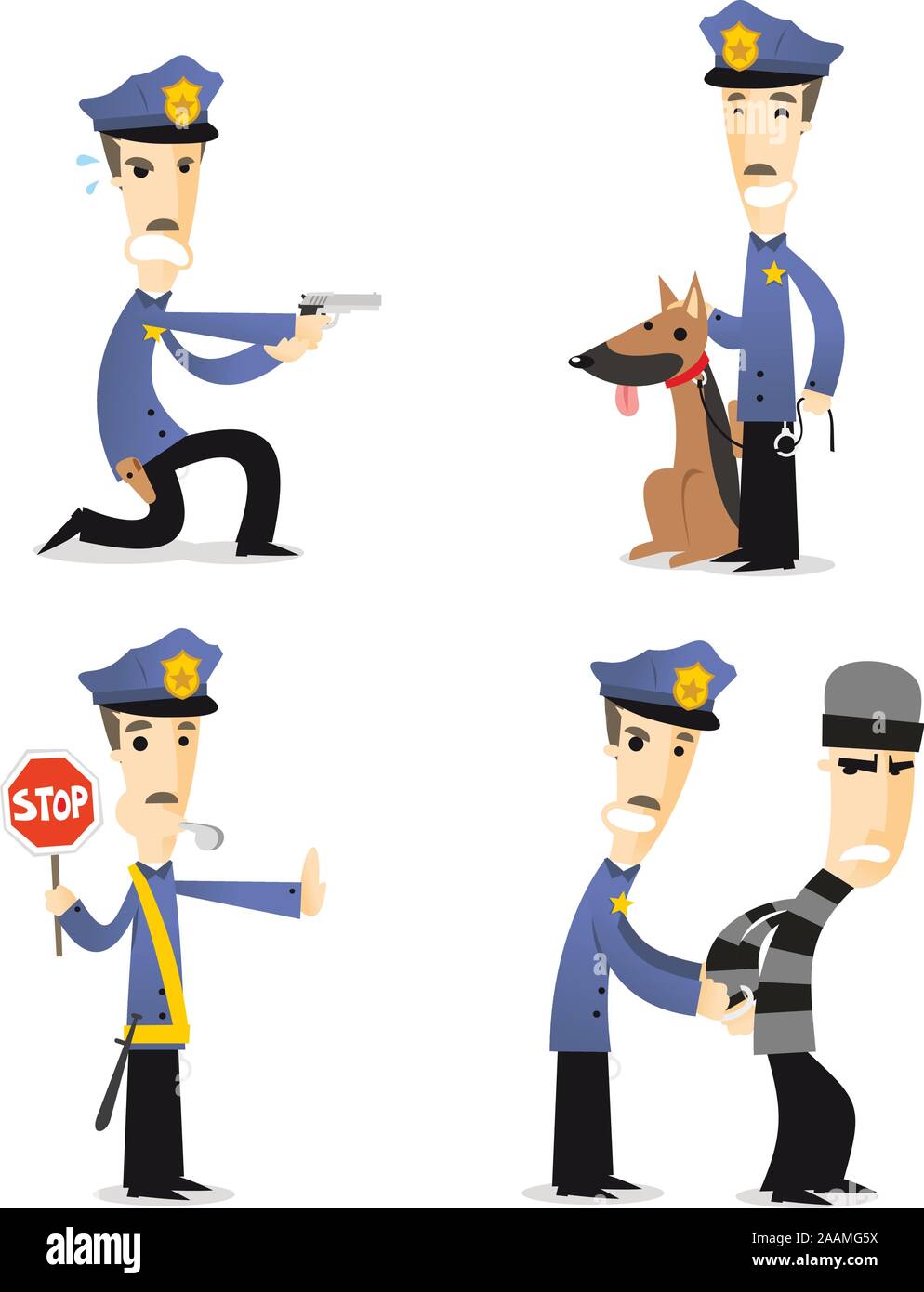 Cartoon illustration police officer looking hi-res stock photography ...