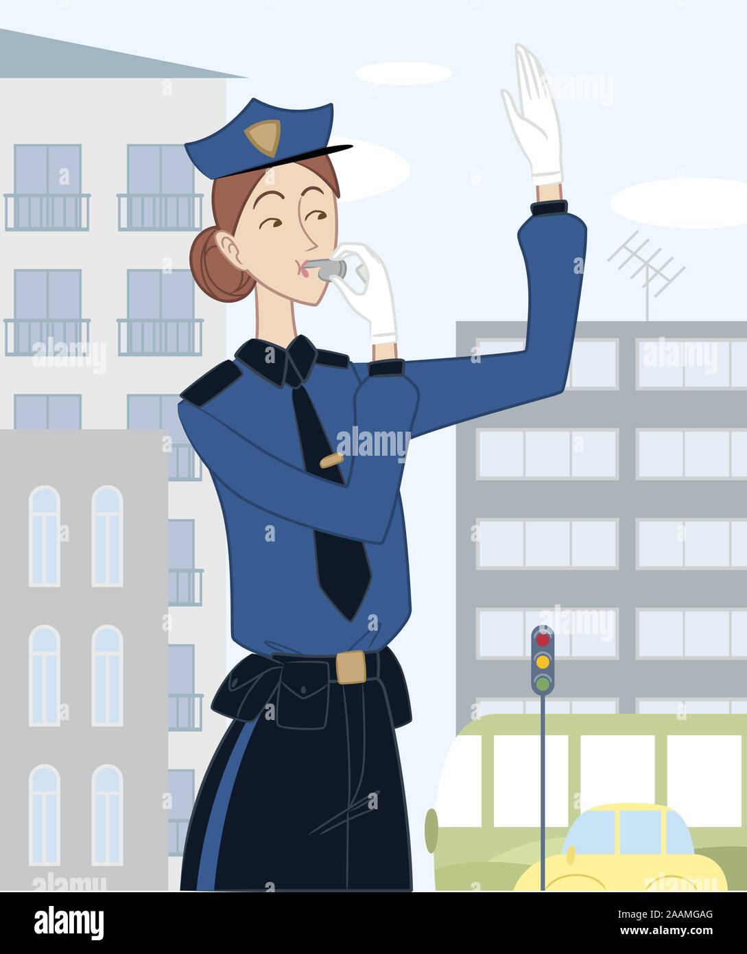 Traffic Cop directing traffic. Vector Illustration cartoon Stock Vector ...
