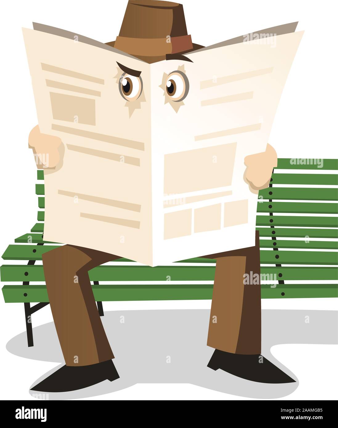 Detective Private investigator spying through newspaper, vector ...