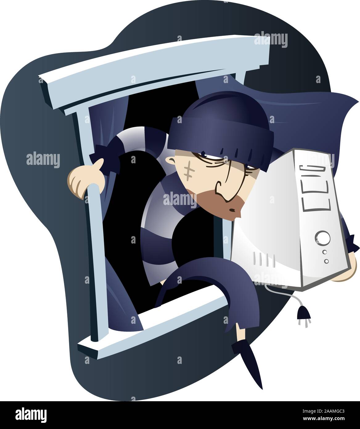 Computer thief coming out of a window Stock Vector Image & Art - Alamy