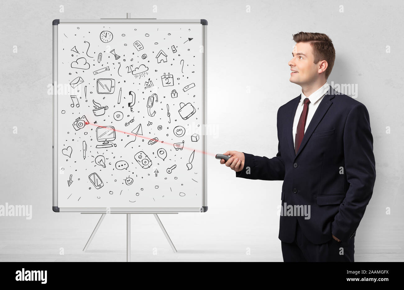 Professor with laser pointer teaching Stock Photo - Alamy