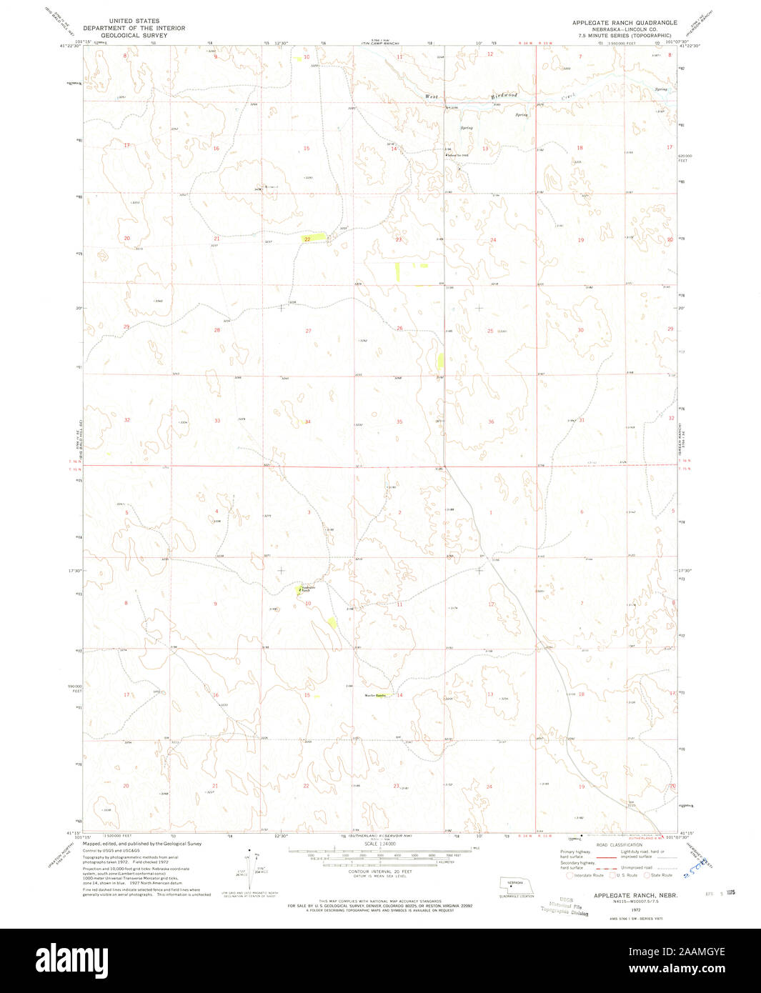 USGS TOPO Map Nebraska NE Applegate Ranch 315700 1972 24000 Restoration ...