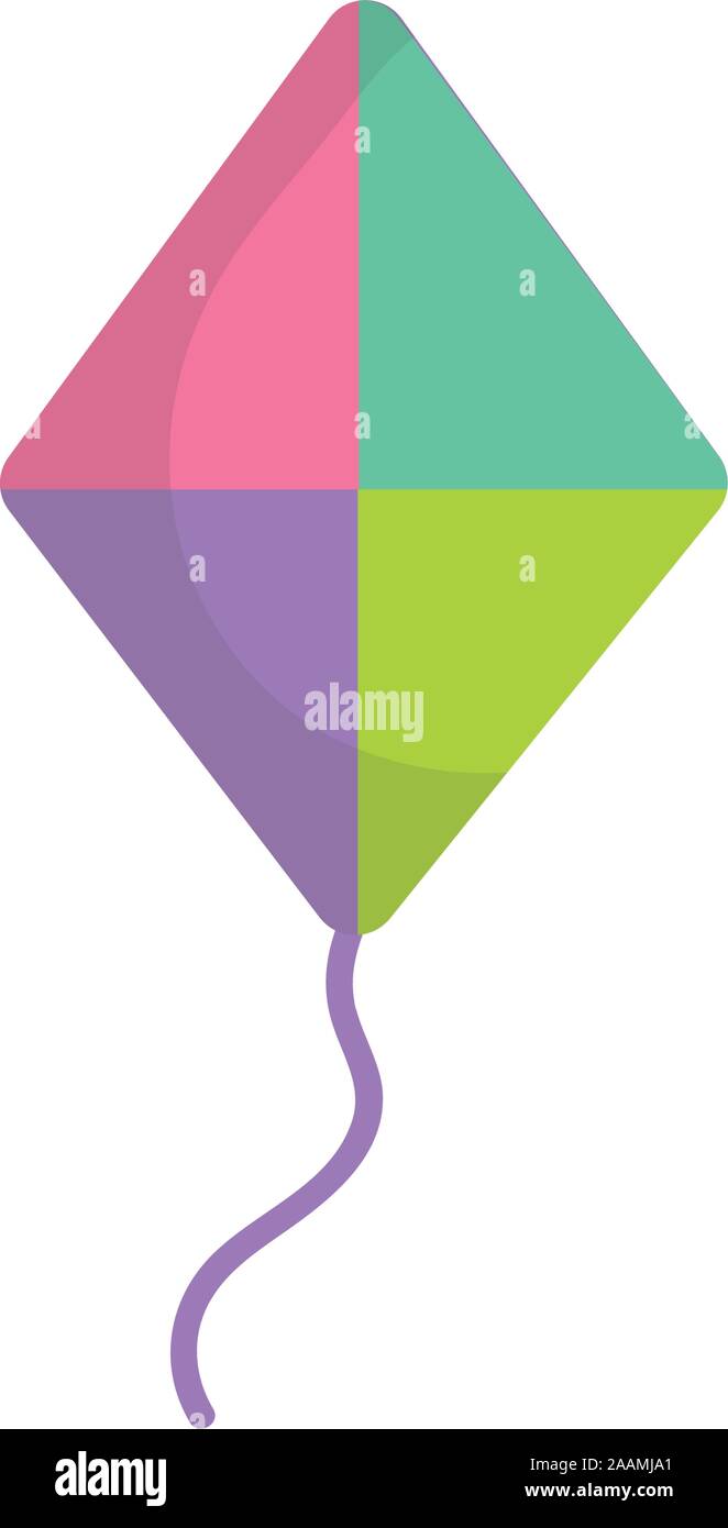 summer kite flying with rope fill style vector illustration design ...