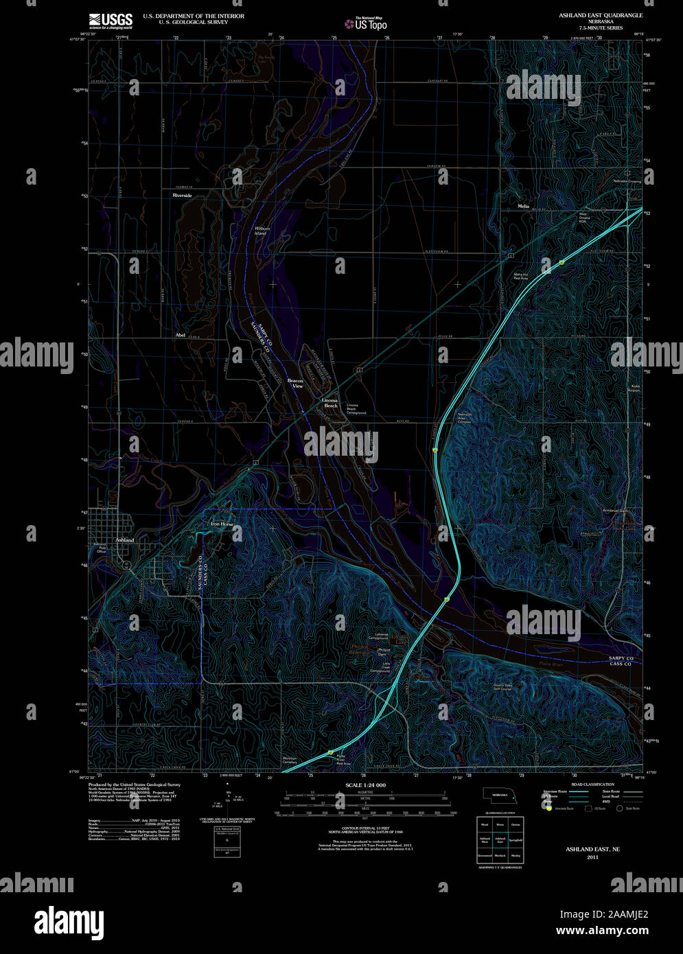 Map of ashland nebraska hi-res stock photography and images - Alamy