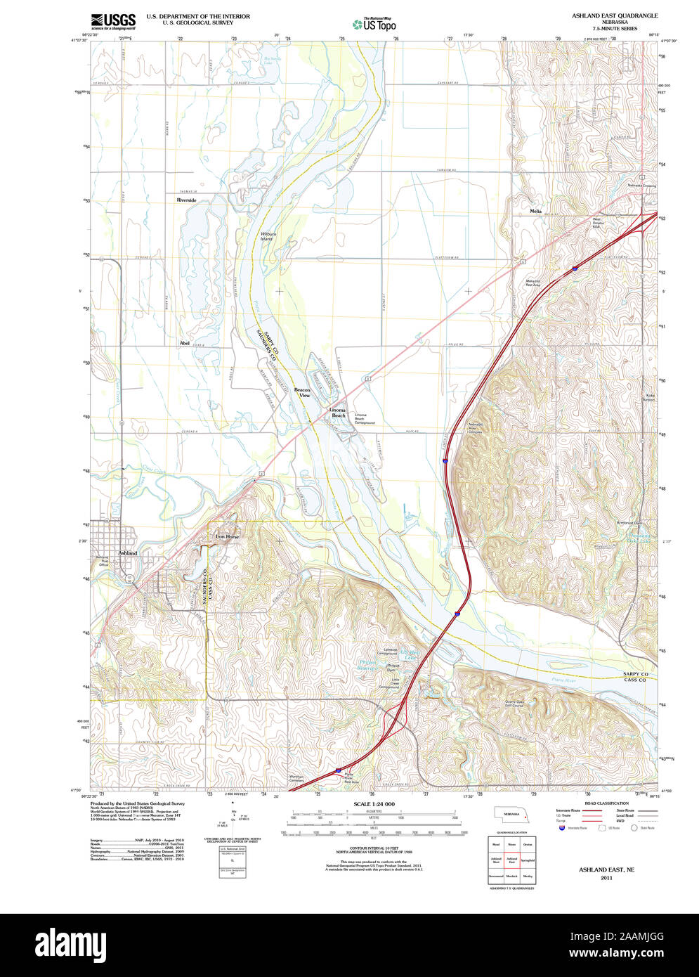 Map of ashland nebraska hi-res stock photography and images - Alamy