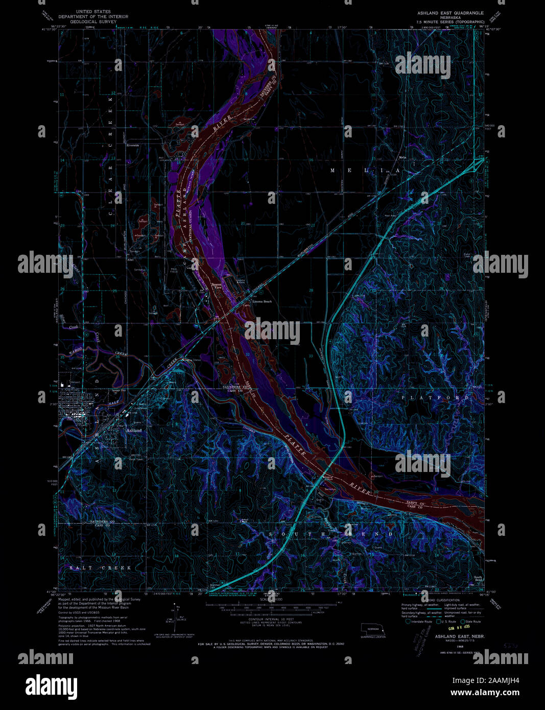 Map of ashland nebraska hi-res stock photography and images - Alamy