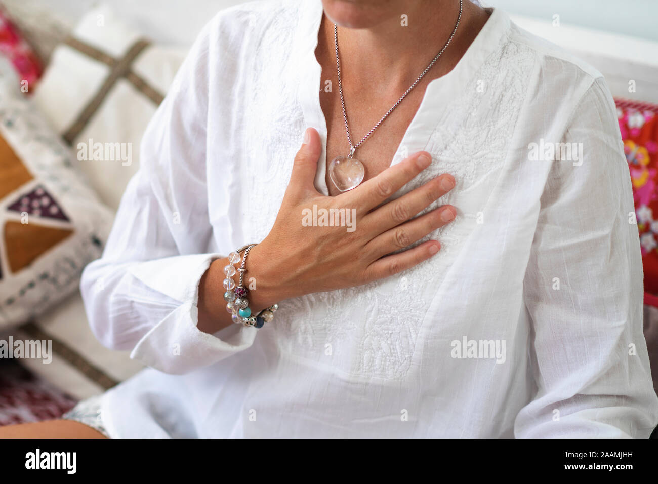Mindfulness and open heart meditation Stock Photo - Alamy