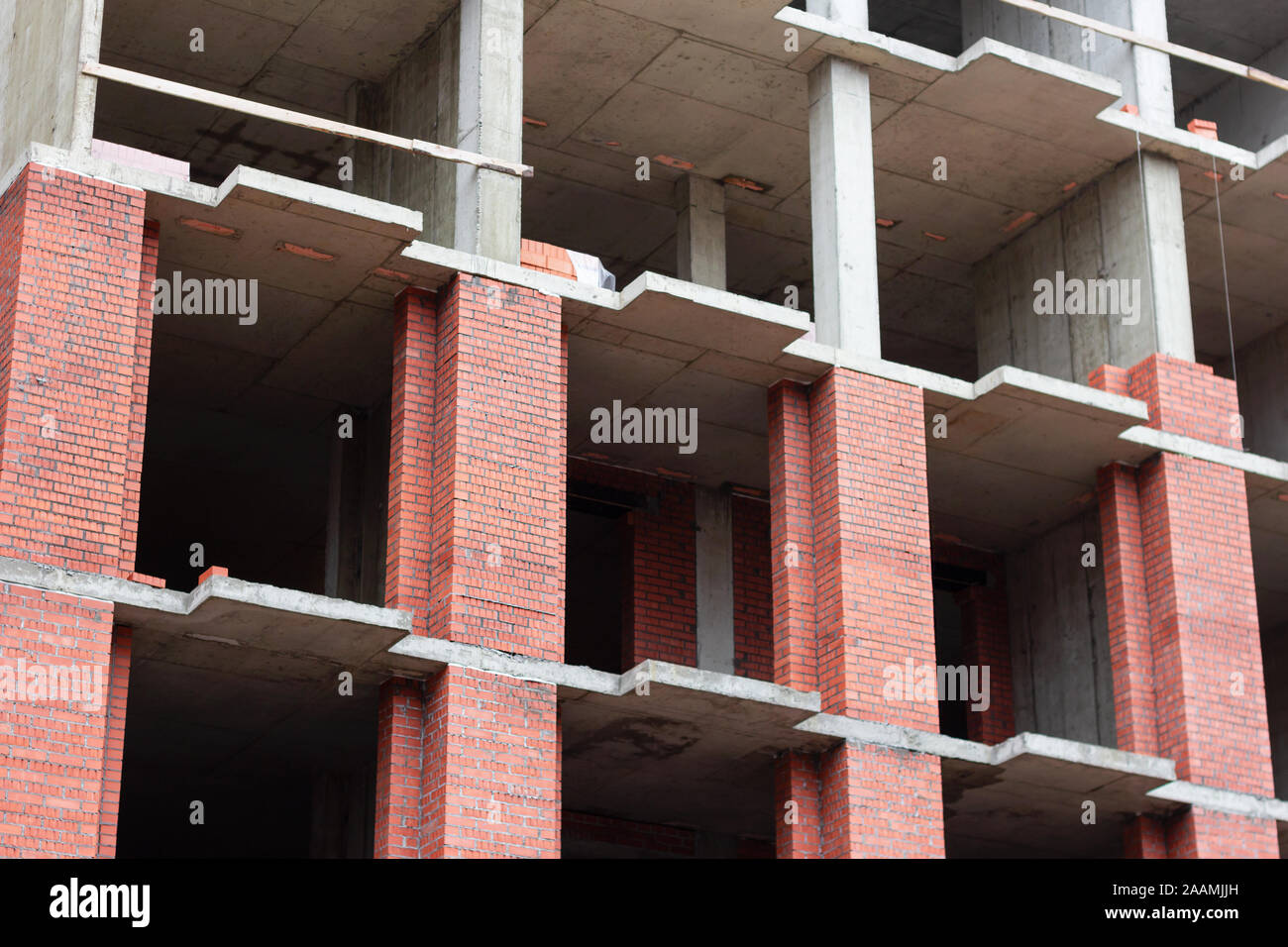 high-rise brick building. construction structure developmen site Stock ...