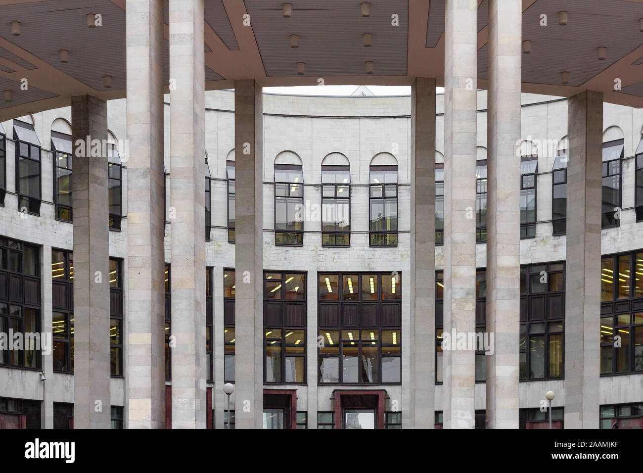 architecture round building. columns geometry. futuristic design window ...