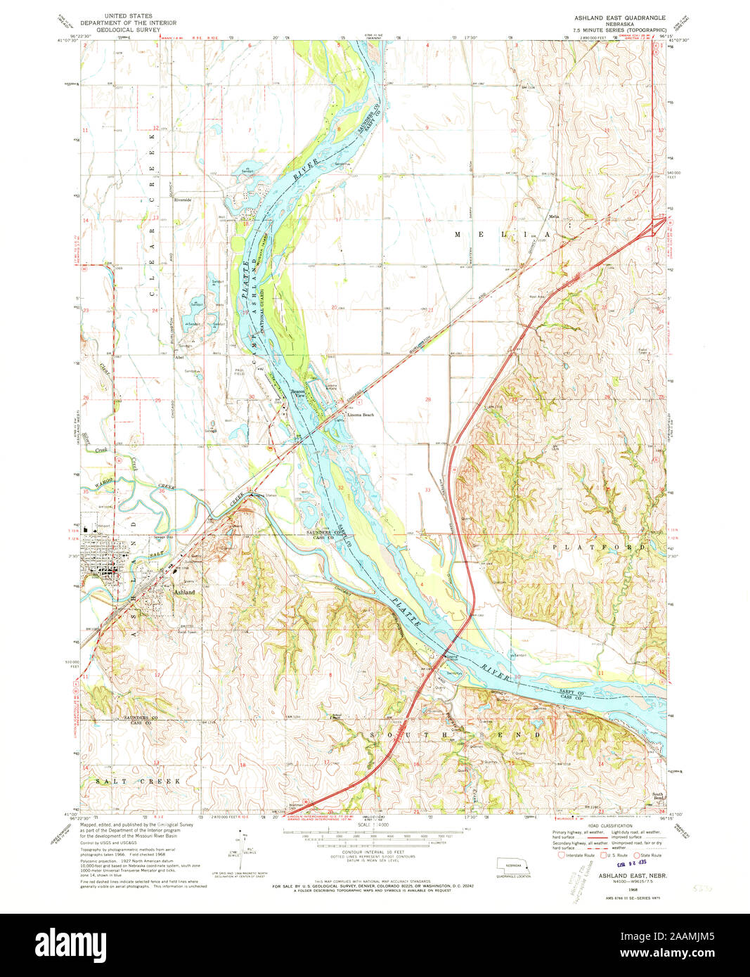 Map of ashland nebraska hi-res stock photography and images - Alamy