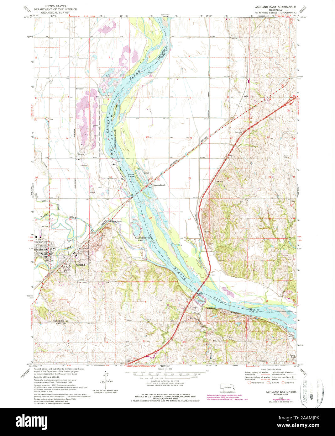 Map of ashland nebraska hi-res stock photography and images - Alamy
