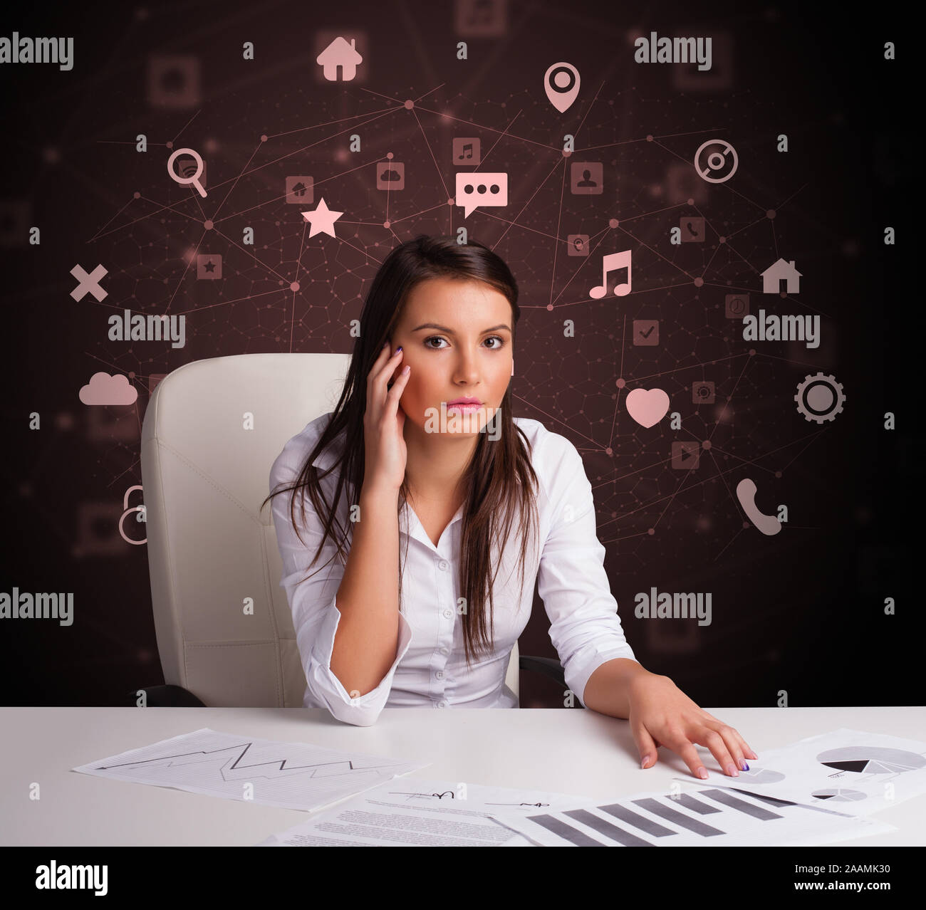 Secretary work with office and multitask concept Stock Photo - Alamy