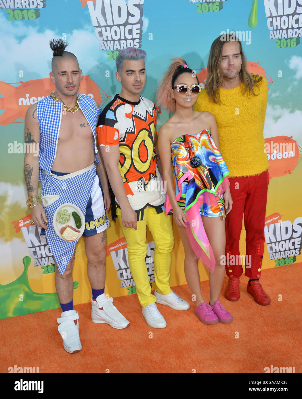 LOS ANGELES, CA - MARCH 12, 2016: Pop group DNCE - Cole Whittle, Joe ...