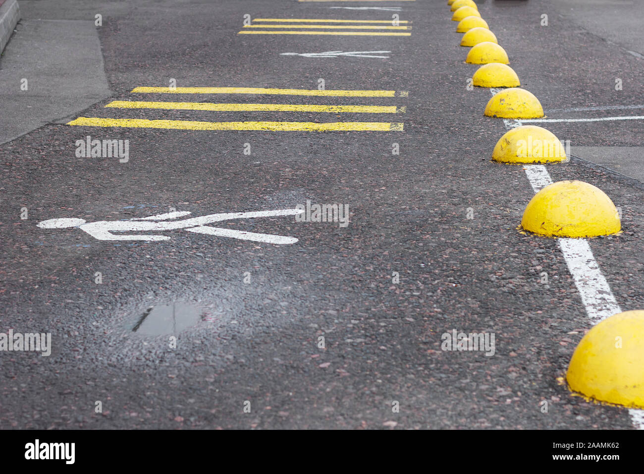 sign footpath on the asphalt. pedestrian zone transportation line Stock ...