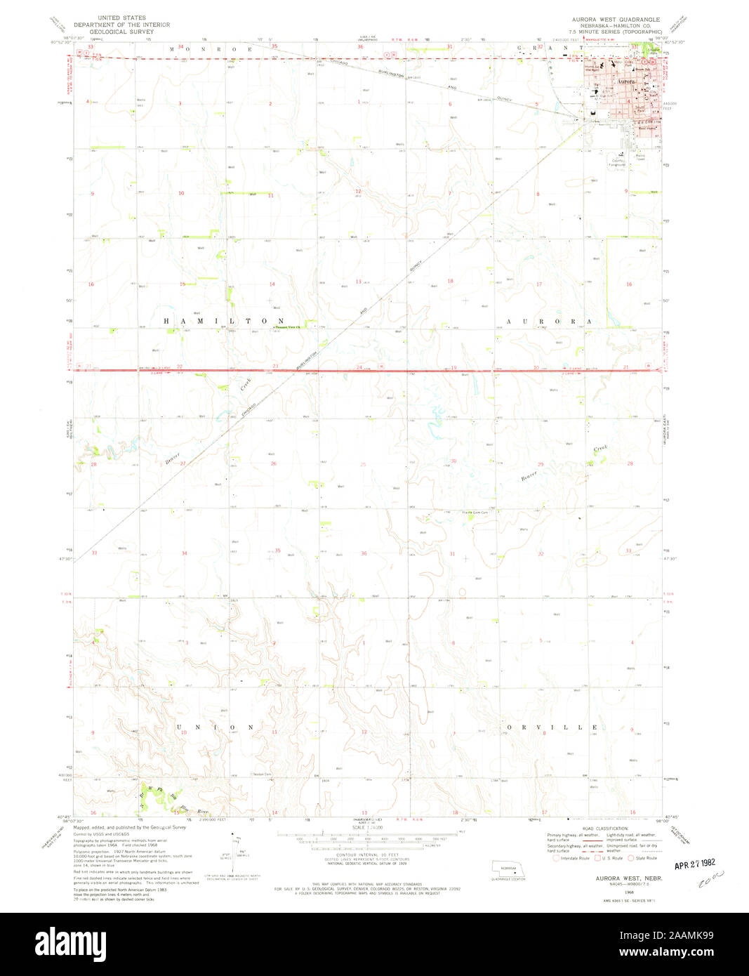 Aurora nebraska map hi-res stock photography and images - Alamy
