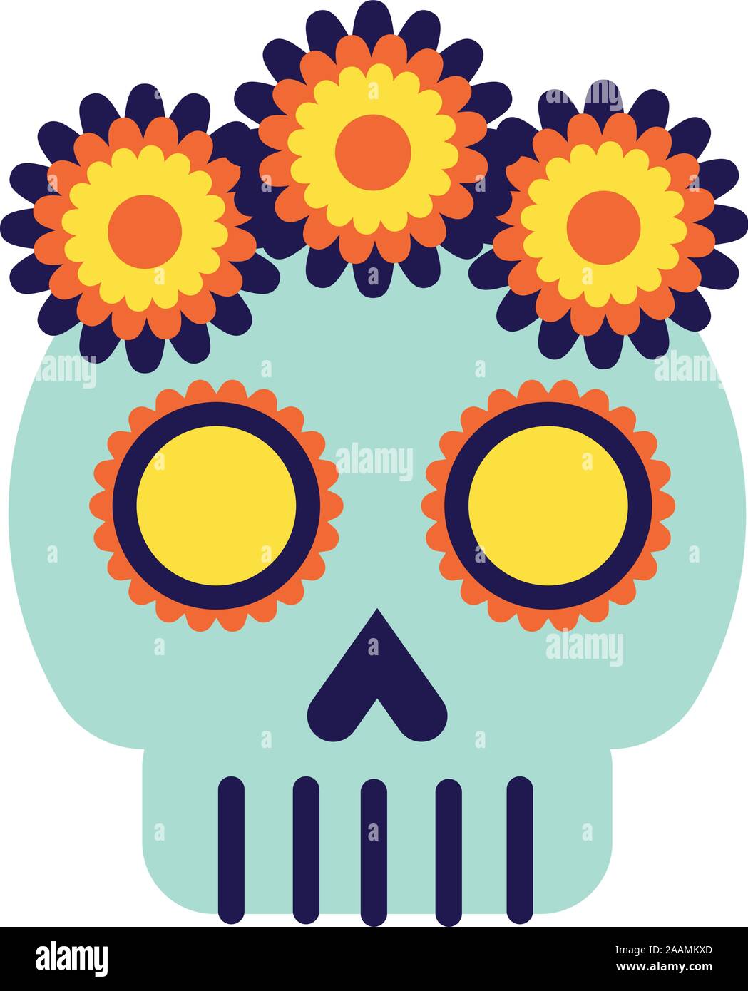 mexican skull mask culture with flowers Stock Vector Image & Art - Alamy