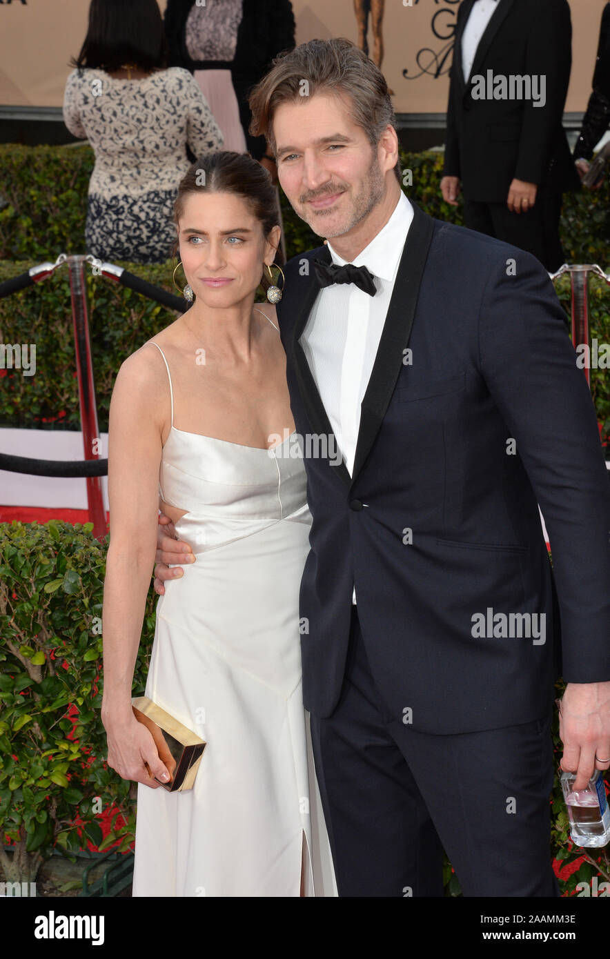 LOS ANGELES, CA - JANUARY 30, 2016: Amanda Peet & David Benioff at the ...