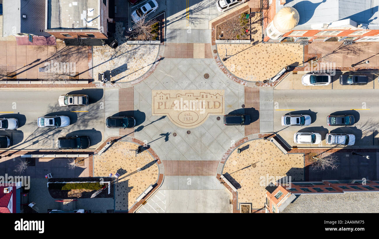 The Village of Plainfield logo on Lockport Street in the downtown area ...