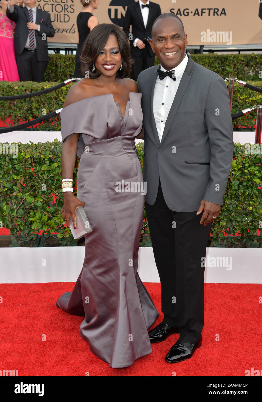 LOS ANGELES, CA - JANUARY 30, 2016: Actress Viola Davis & actor husband ...