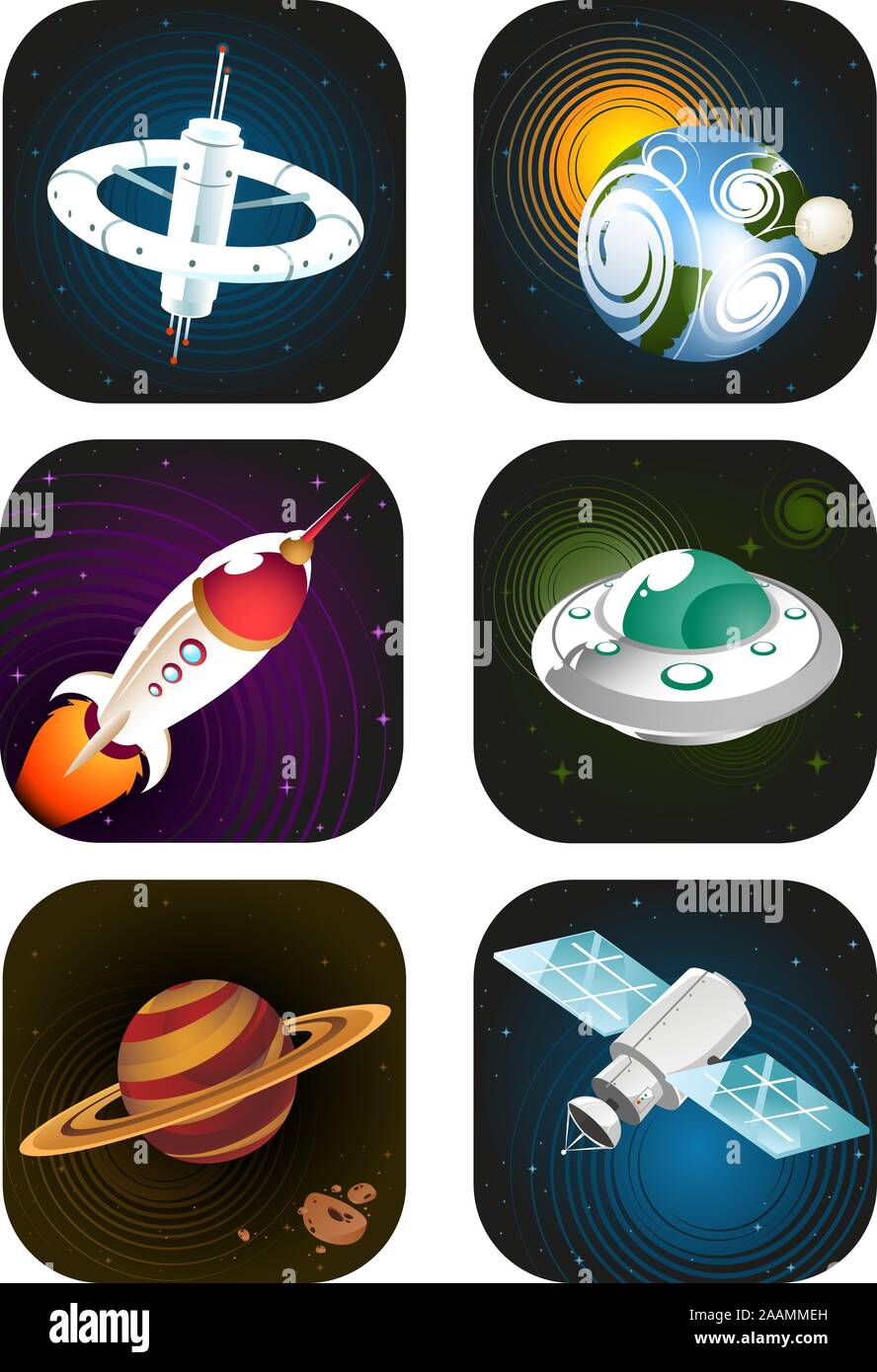 Space science fiction cartoon icons Stock Vector Image & Art - Alamy