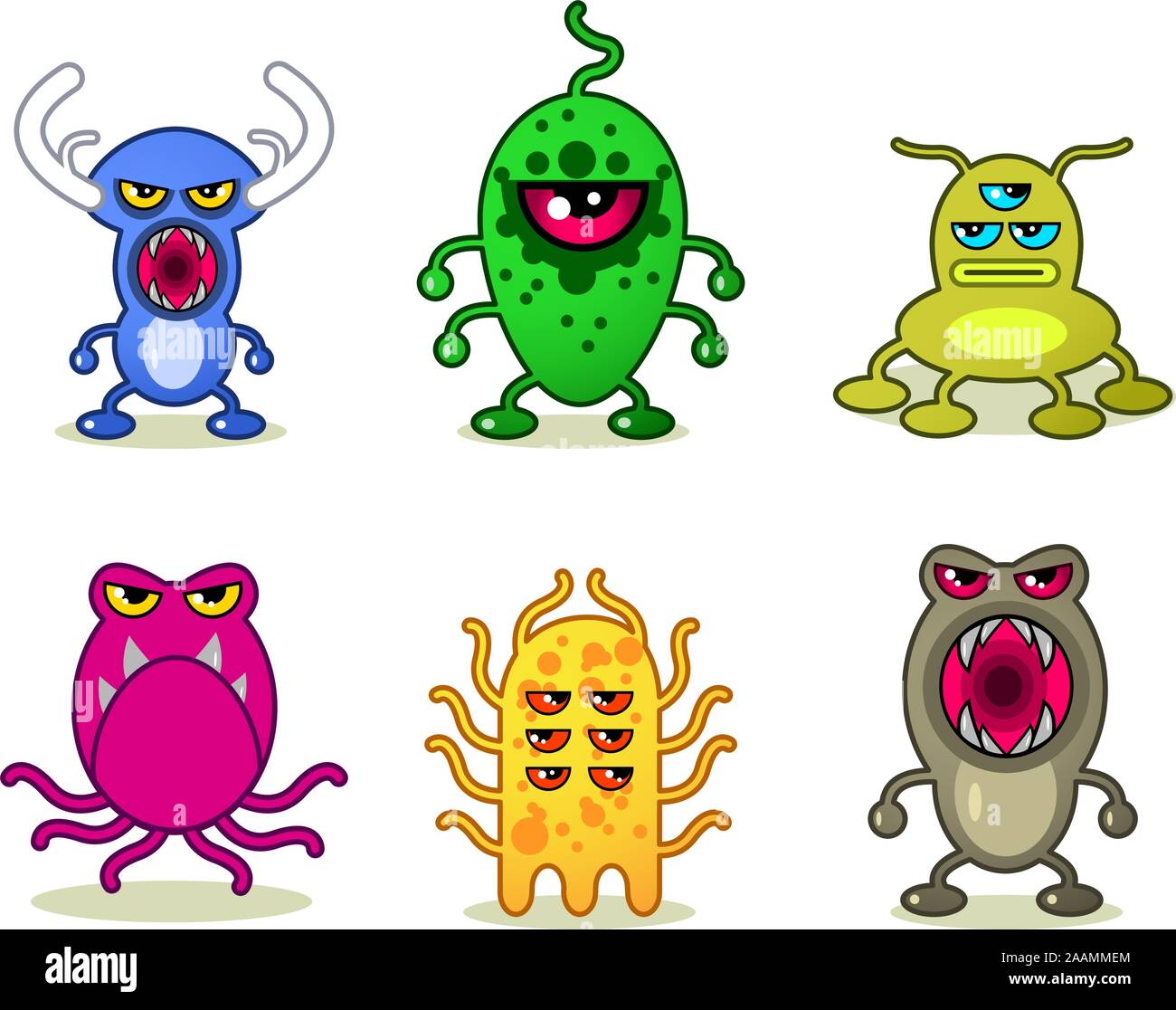 Space Alien Set Ufo Monster Tentacle Spacecraft Invaders Vector