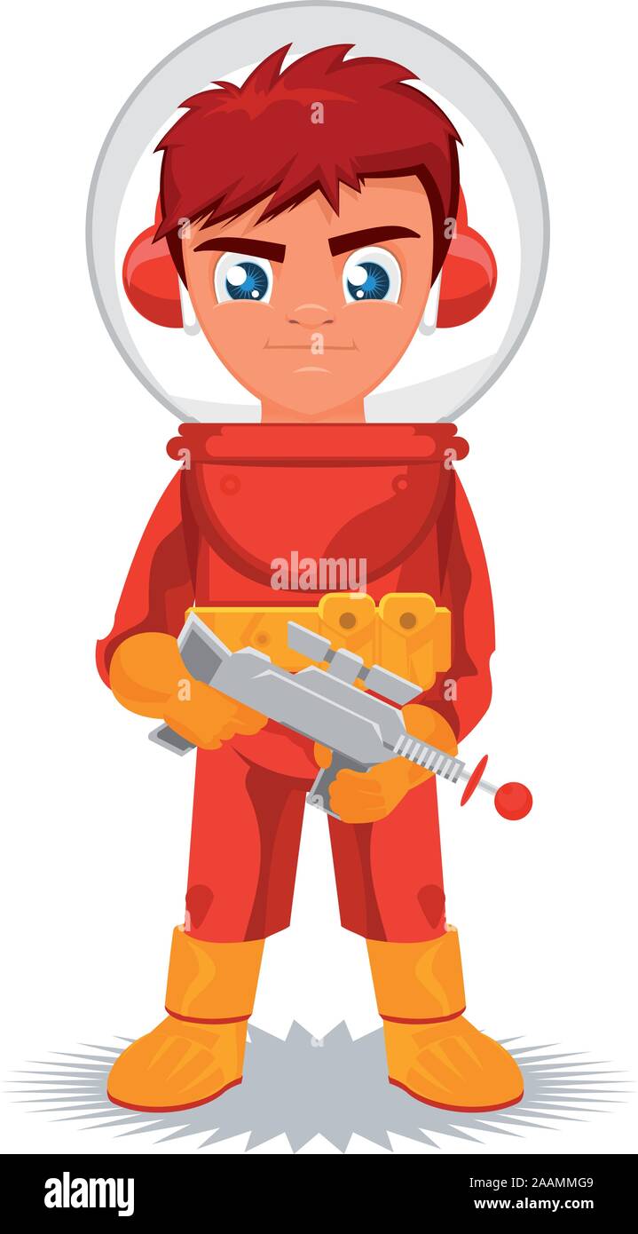 Little boy in space suit, making a fine space cadet. Vector ...