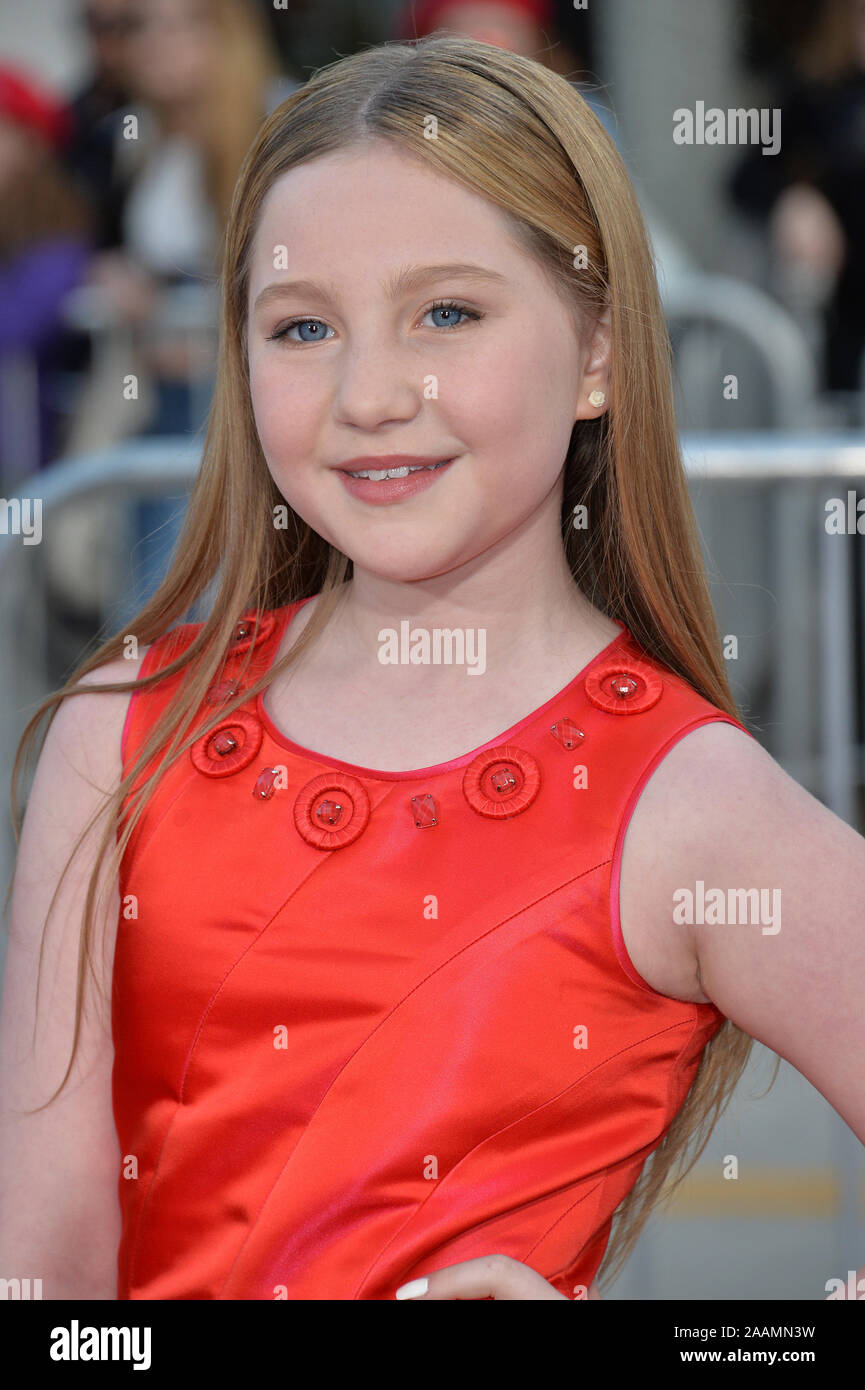 LOS ANGELES, CA - MARCH 28, 2016: Ella Anderson at the premiere for her ...