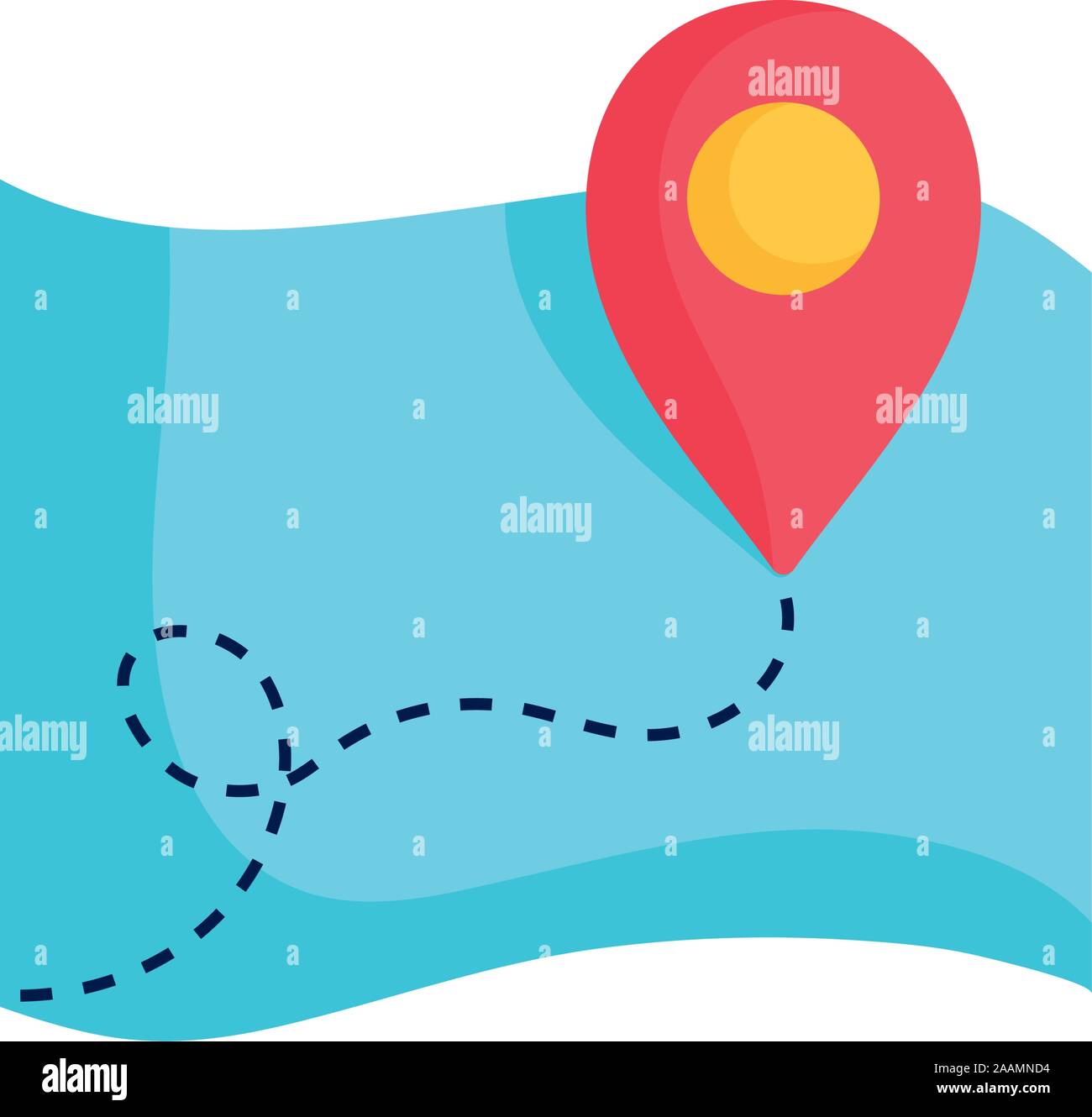 summer map with pin location fill style vector illustration design ...