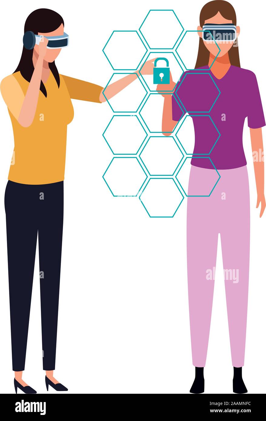 women using technology of augmented reality vector design Stock Vector ...