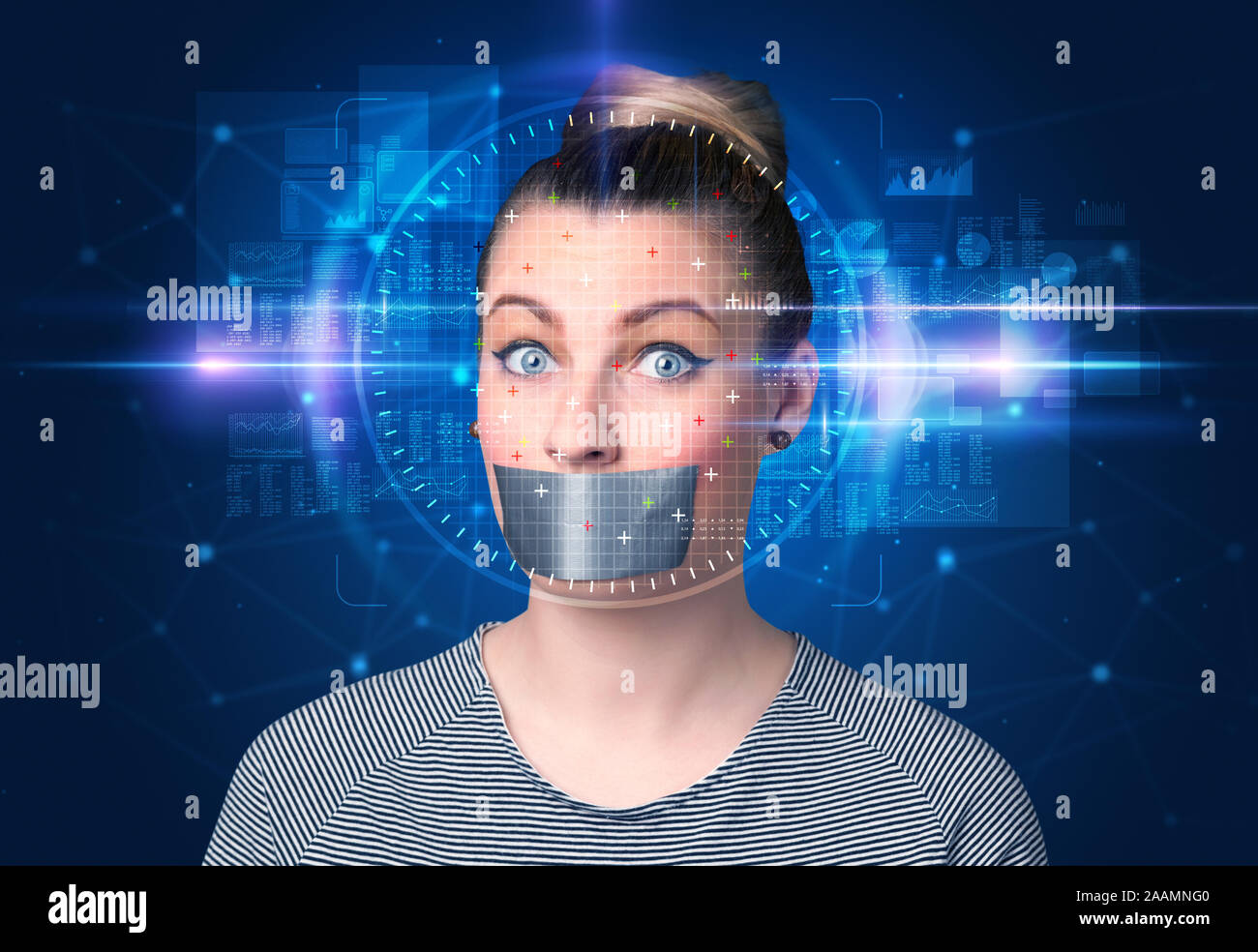 Biometric Verification Woman Face Detection High Technology Concept