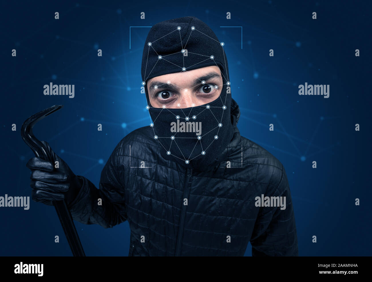 Recognition of a face by layering a mesh. Biometric verification and ...