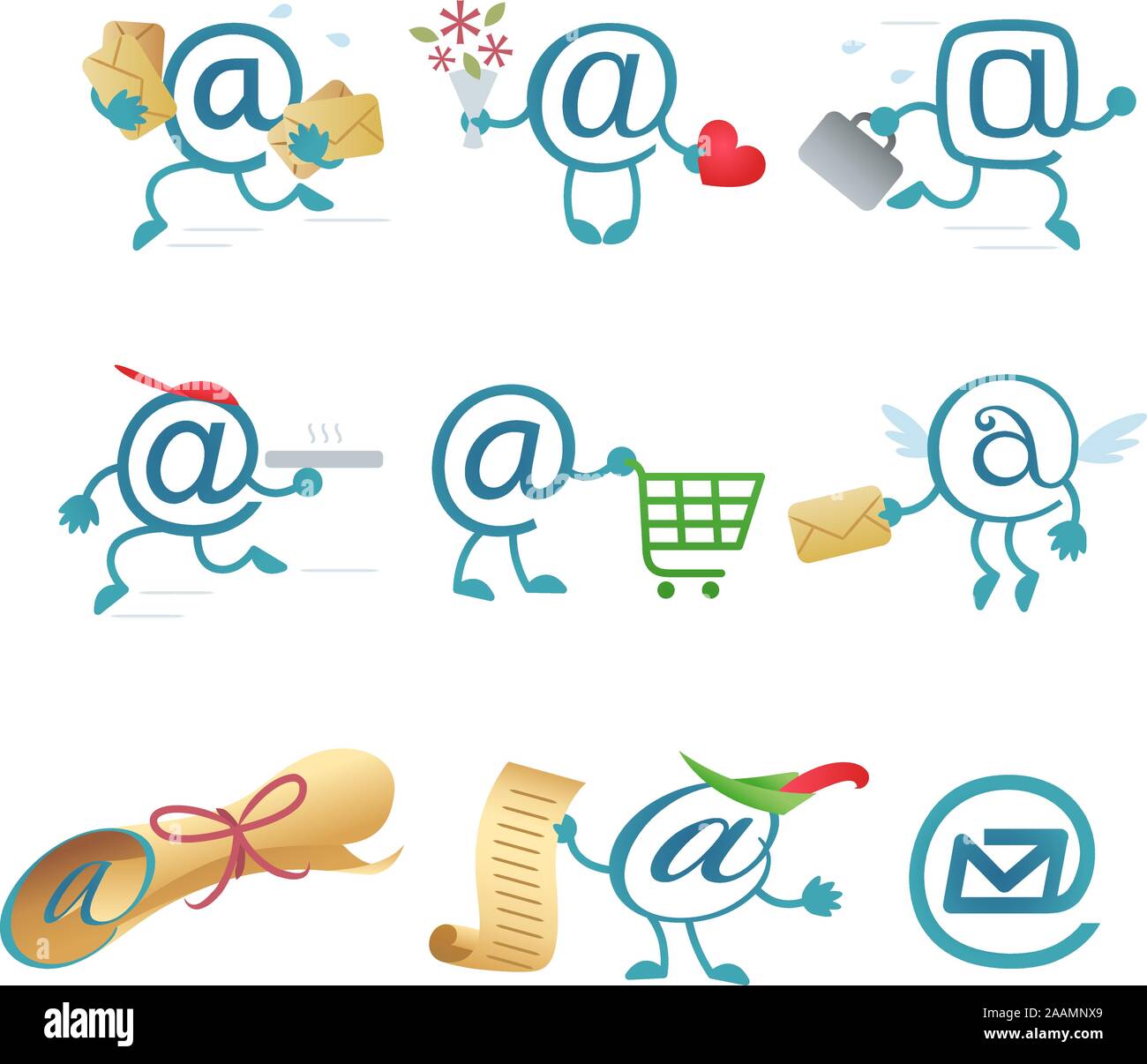 At character icons arobase internet, vector illustration cartoon Stock ...