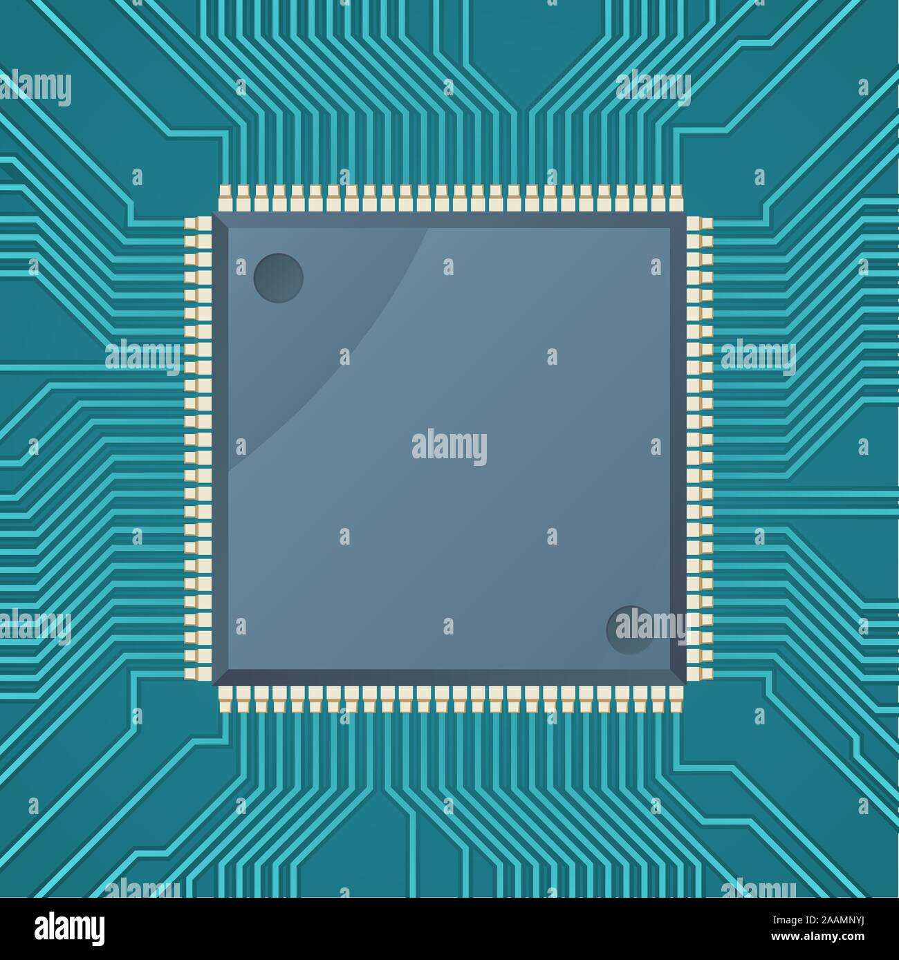 Computer chip microchip dots green display Vector Illustration Cartoon ...