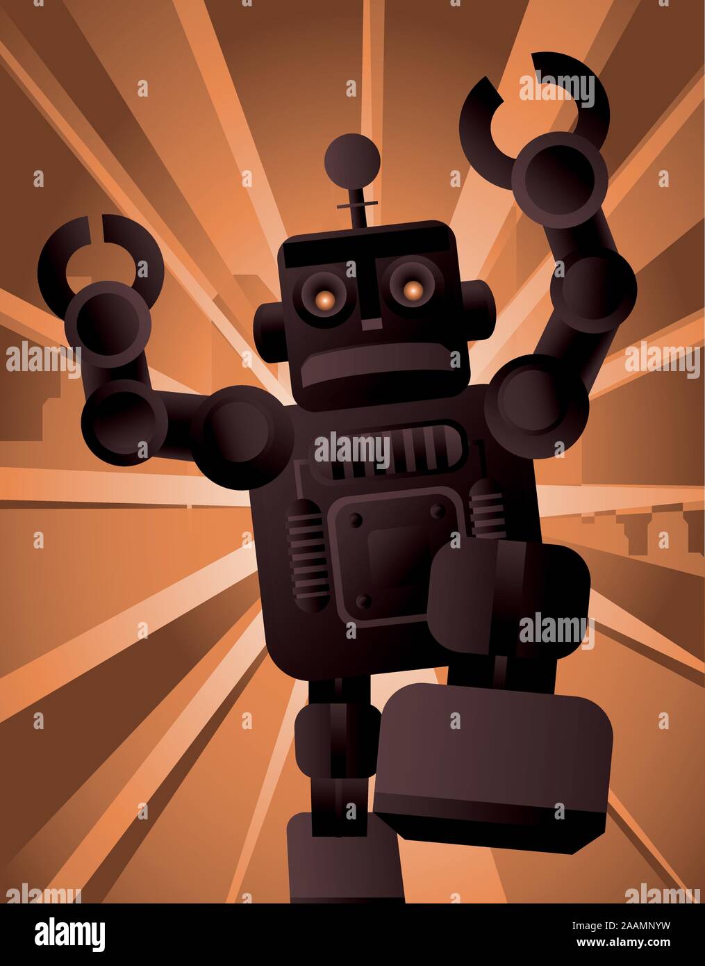 Robot attack over the city Stock Vector Image & Art - Alamy