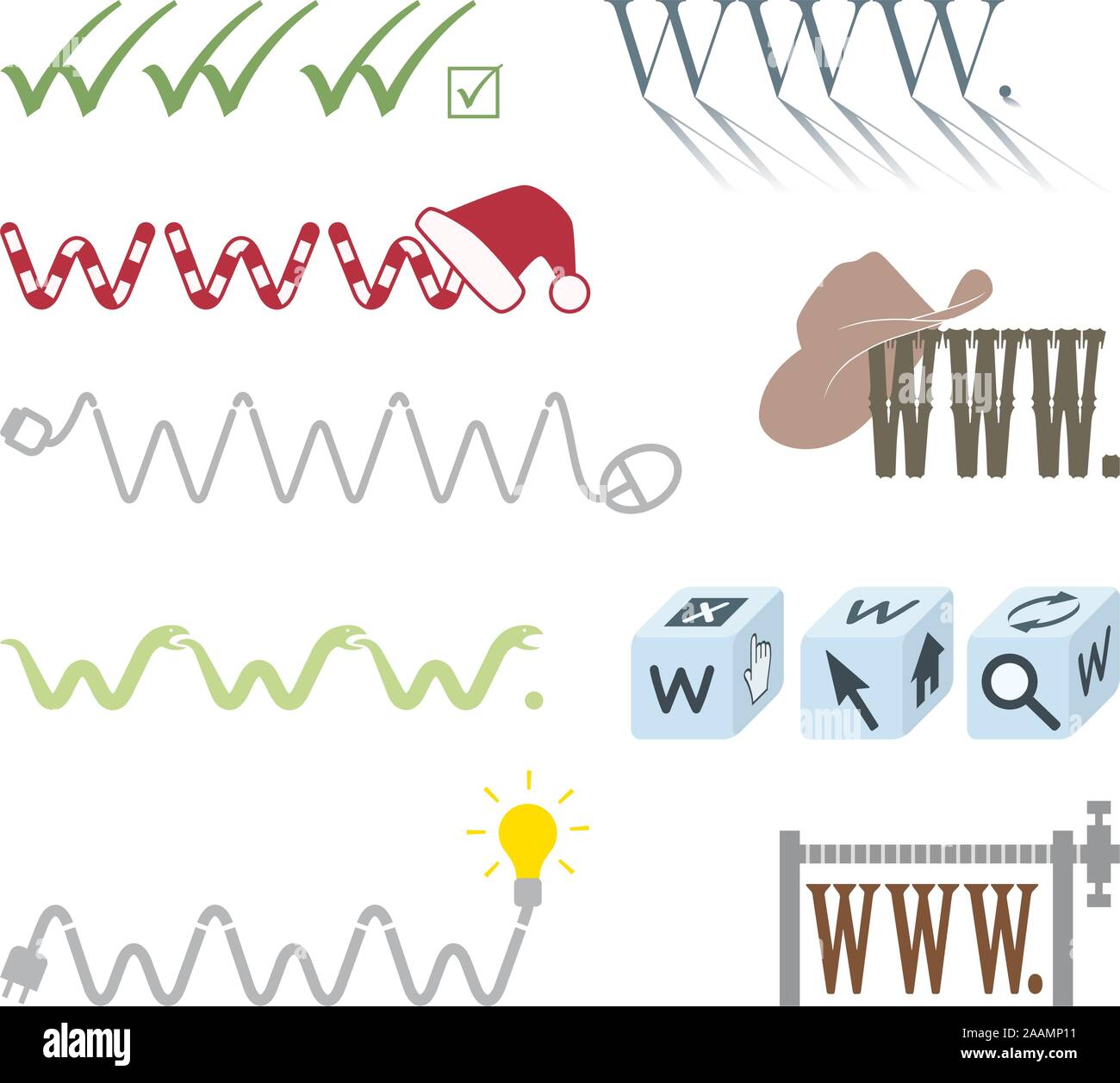 World wide web internet icons set. With computer icons related to ...