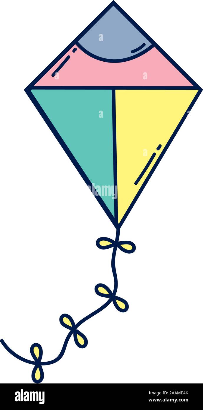 summer kite flying with rope detailed style vector illustration design ...