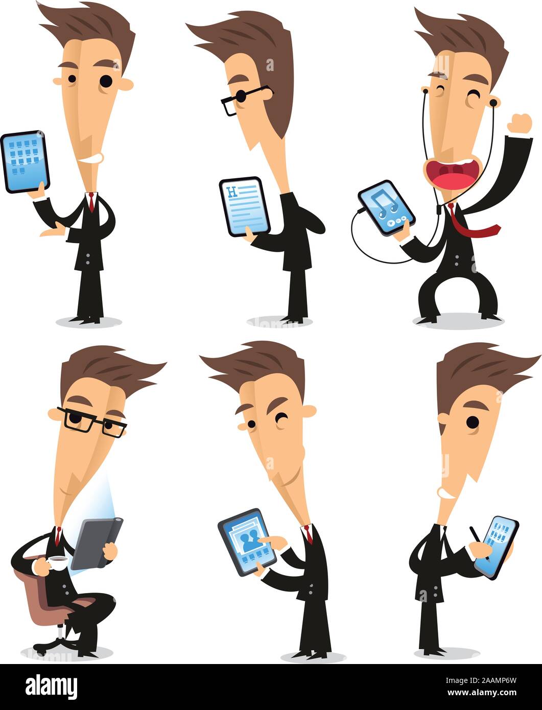 businessman using tablet cartoon action set Stock Vector Image & Art ...