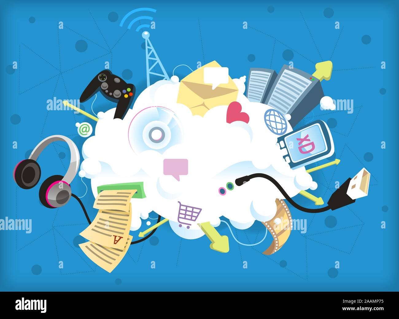 Cloud computing vector illustration, everything is in "the cloud Stock ...