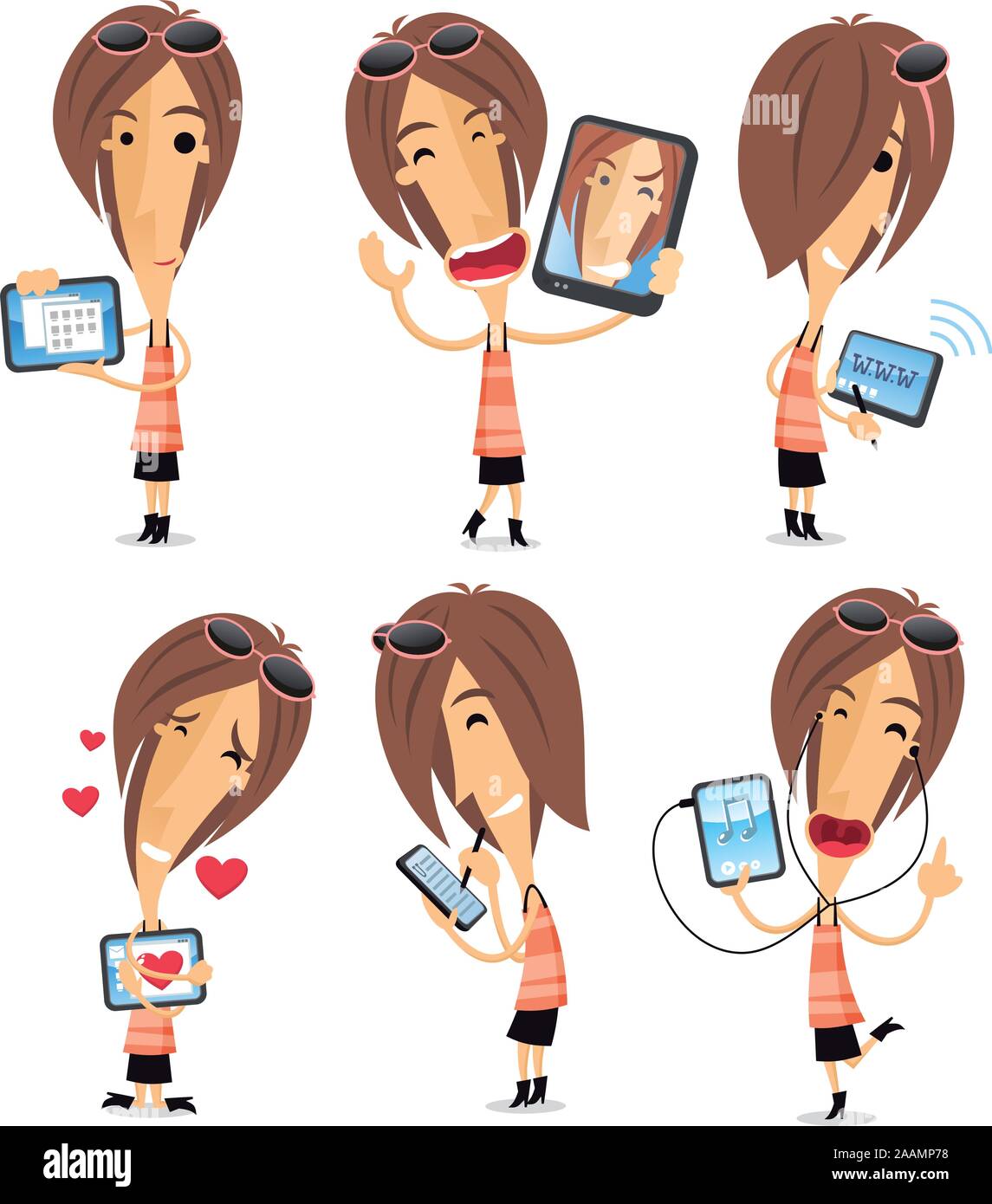 Black woman using mobile Stock Vector Images - Alamy